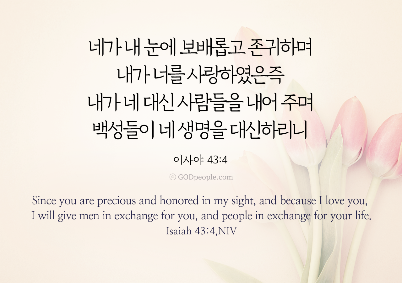 갓피플 오늘의말씀_이사야 43장4절 | 갓피플